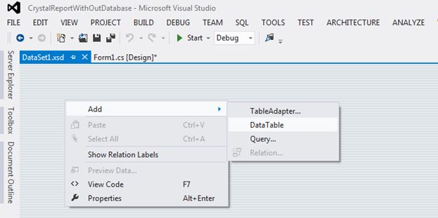 Crystal Reports Without Database in C#